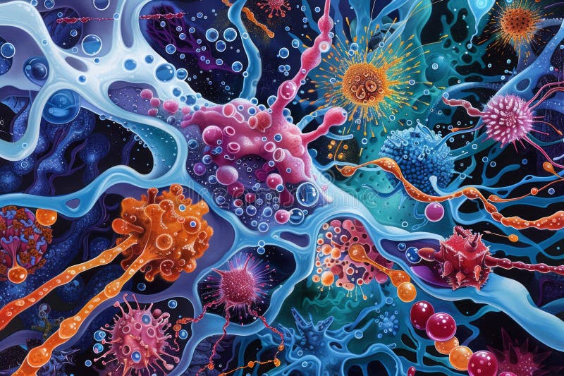 Vibrant Molecular World in Cosmic Hues. Neural Network AI Generated ...