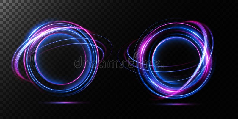 Dynamic and Colorful Neon Light Swirls Displayed on a Transparent ...