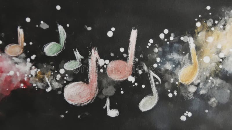 Dynamic Colorful Notes Dance through Cosmic Music Scene Stock ...