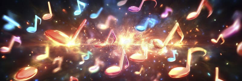 Dynamic Colorful Notes Floating in Fiery Backdrop Stock Illustration ...