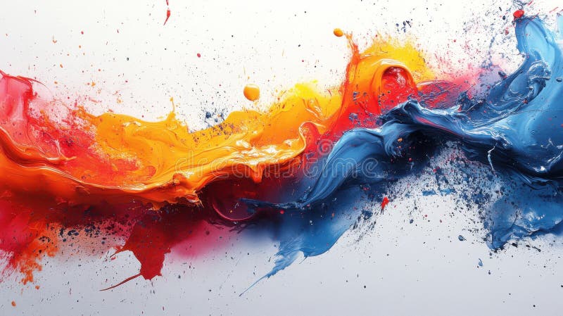 Dynamic Colorful Paint Splashes Merging in Artistic Abstract Formation ...