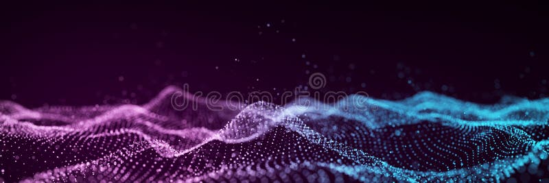 Dynamic Colorful Particle Wave. Futuristic Point Wave. Flow Digital Structure. Data Technology ...