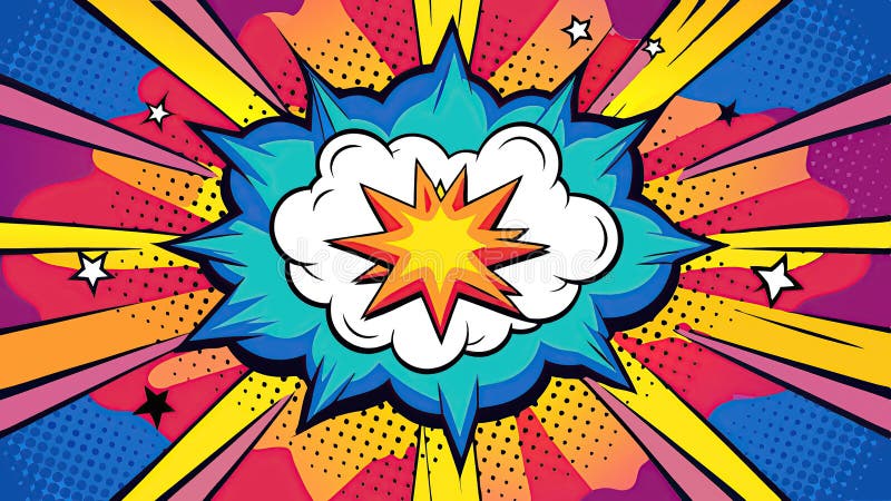 Colorful Comic Pop Art Explosion Background with Vibrant Boom Effect ...