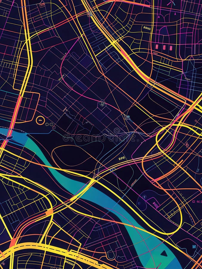 Dynamic and Colorful Routes Overlay a Stylized Map, Representing ...