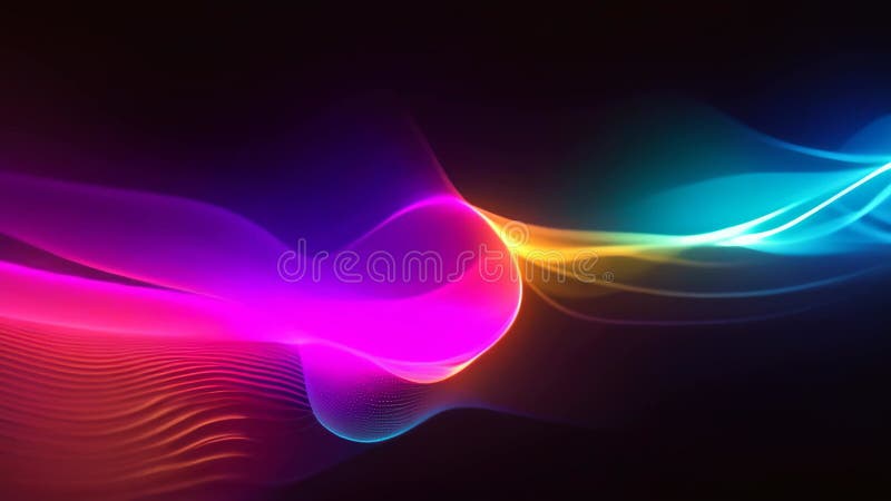 A Dynamic and Colorful Wave of Light Contrasts Against a Dark Black ...