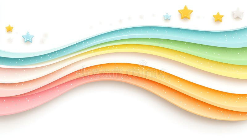 Dynamic Colorful Wave Pattern with Sparkling Stars on Clean White ...