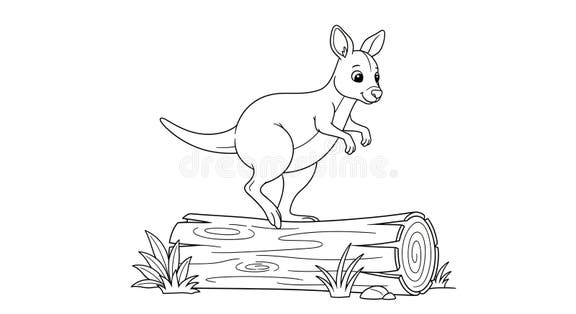 Dynamic Animated Wallaby Character Balancing Skillfully on a Log ...