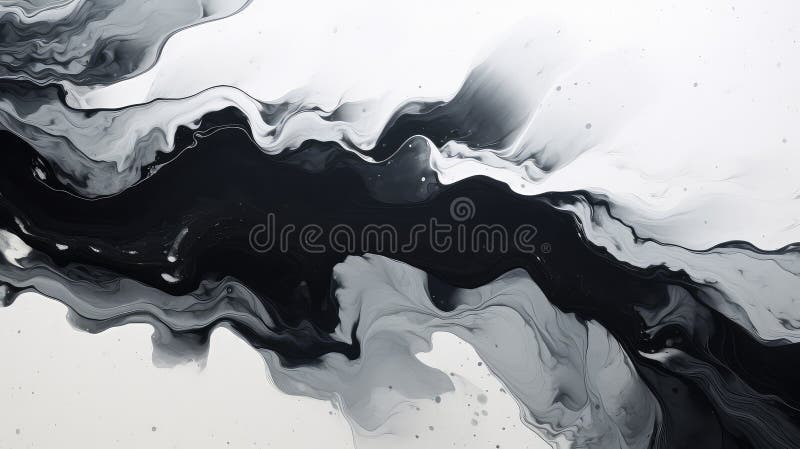 Dynamic Combination of Black and White Paint Creating Unique Patterns ...