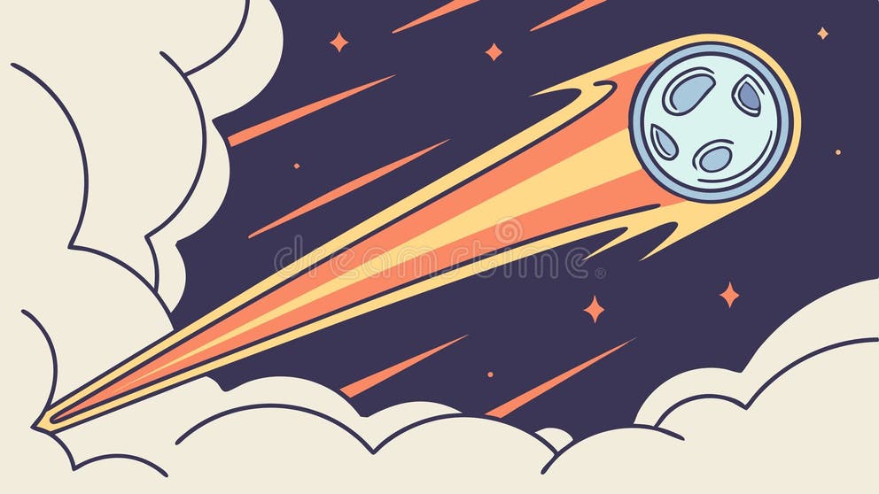 Dynamic Comet Trailing through Space, Celestial Phenomenon, Vector ...