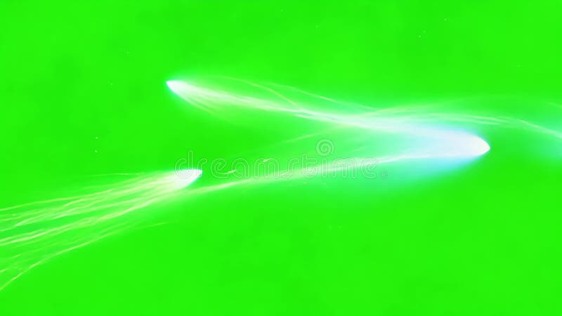 Dynamic Comets Falling Each Leaving a Glowing Mark. Green Screen ...