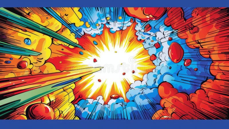 Dynamic Comic Book Backdrop with Vivid Explosions and Vibrant Shapes ...