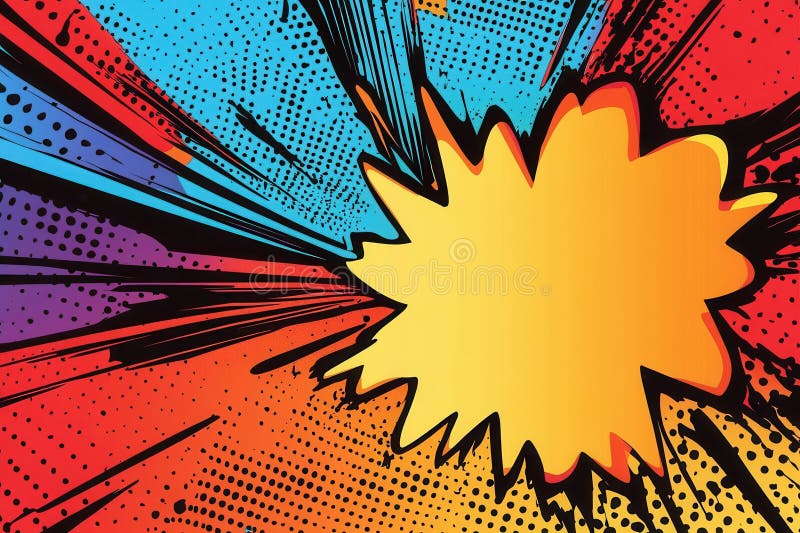 Dynamic Comic Book Background Featuring Bold Colors, Action Lines, and ...