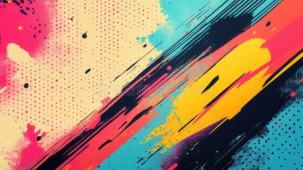 Dynamic Comic Book Background Featuring Bold Colors, Halftone Patterns ...