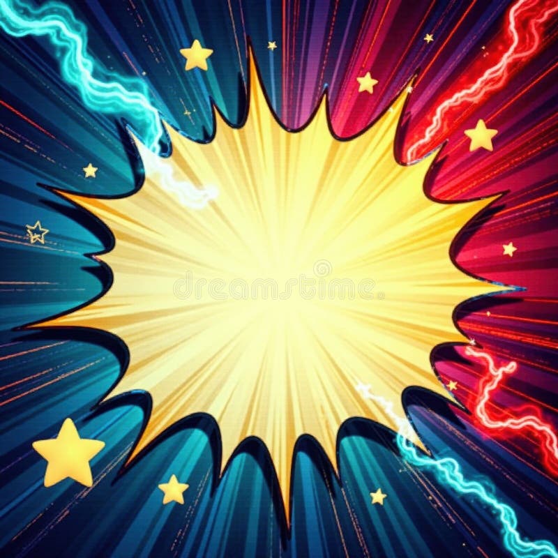 Dynamic Comic Book Background, Stars Lightning Bursts, Digital Art ...