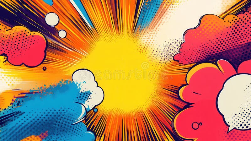 Dynamic Comic Book Background with Vibrant Colors, Halftone Patterns ...