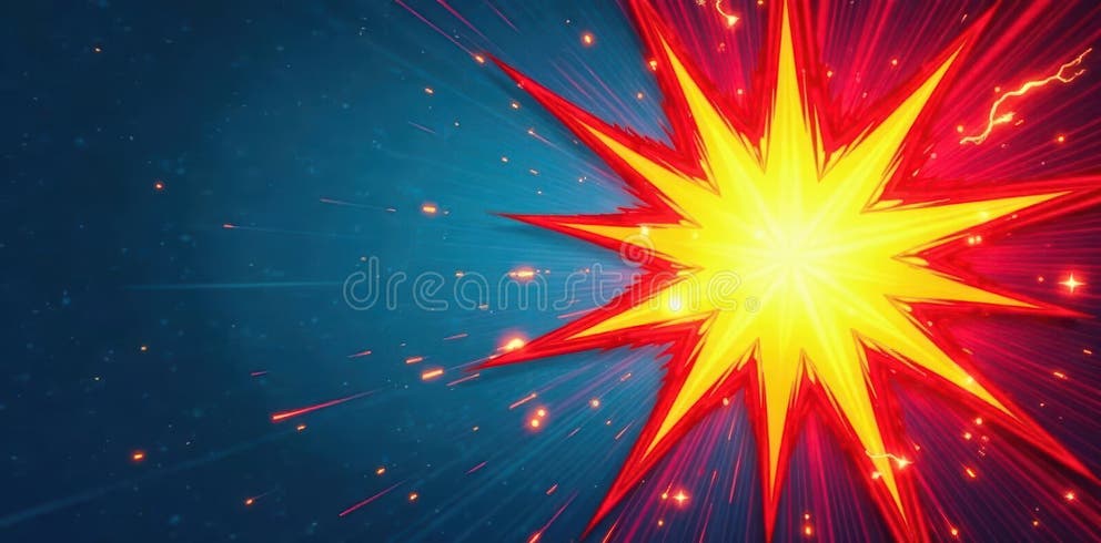 Dynamic Comic Book Burst Background, Stars Thunderbolts , Sky, Red ...