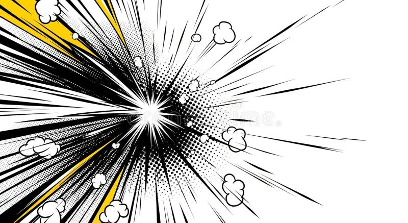 Dynamic Comic Book Burst: Black, White, and Yellow Explosion Effect Stock Illustration ...