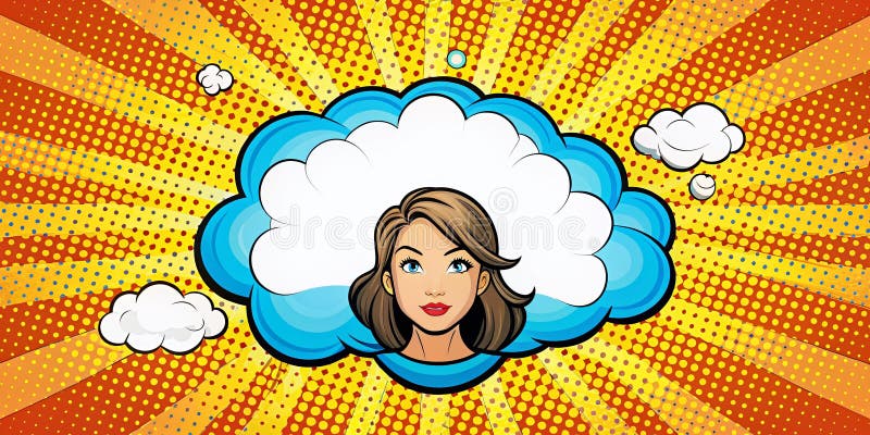 Dynamic Comic Book Cover Template Abstract Pop Art Design with Clouds ...