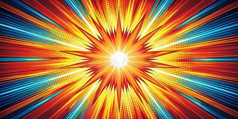 Dynamic Comic Book Explosion Background Design with Radial Lines and ...