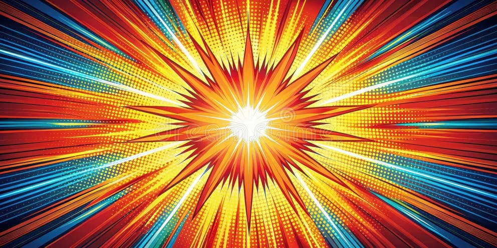Dynamic Comic Book Explosion Background Design with Radial Lines and Bright Colors. Generative ...