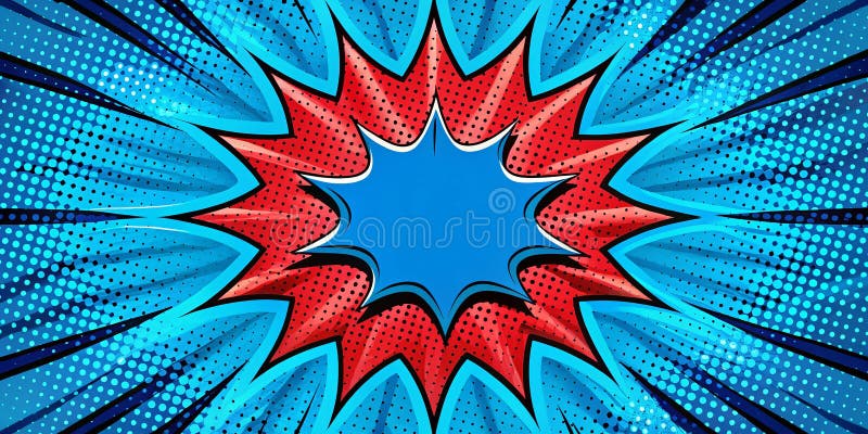 Dynamic Comic Book Explosion Background with Vibrant Blue and Red ...