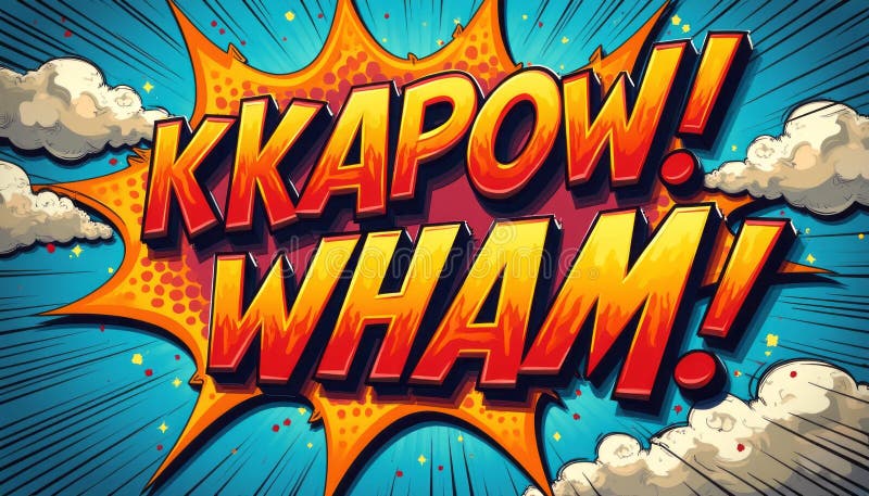 Dynamic Comic Book Explosion with Bold Text Stock Photo - Image of text ...