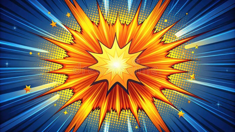 Dynamic Comic Book Explosion Design with Starburst and Radial Lines ...