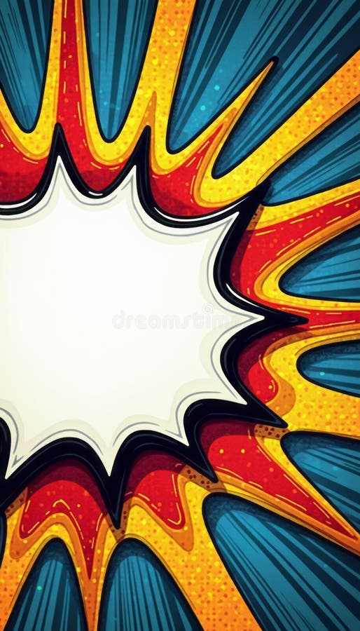 Dynamic Comic Book Explosion Graphic with Blank Speech Bubble Stock ...