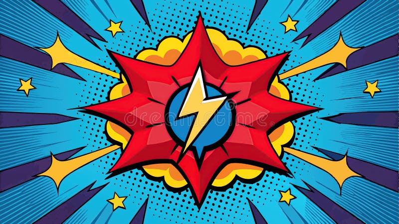 Dynamic Comic Book Explosion with Lightning Bolt and Vibrant Colors ...