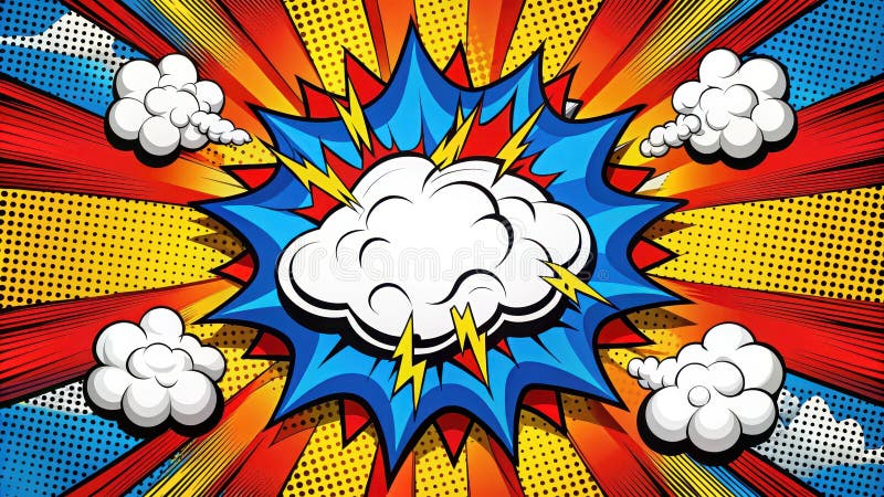 Dynamic Comic Book Explosion with Speech Bubble and Motion Lines. Generative AI Stock ...