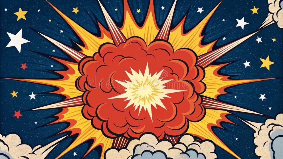 Dynamic Comic Book Explosion with Starry Night Background. Generative ...