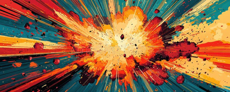 Dynamic Comic Book Explosion with Vivid Abstract Colors Stock Image ...