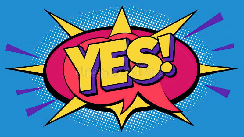 Comic Style Cartoon Background with Vibrant Yes Text in Pop Art Stock ...