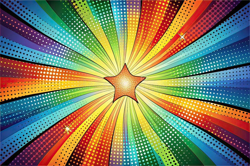 Dynamic Comic Book Panel a Colorful Burst of Energy with Spiral Rays ...
