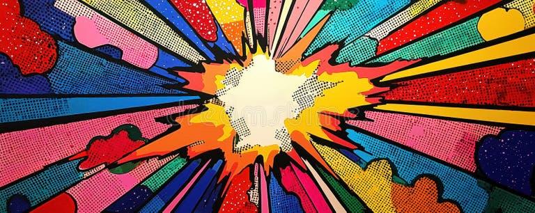 Dynamic Comic Book Panel Explosion Bursting with Vibrant Colors in Pop ...