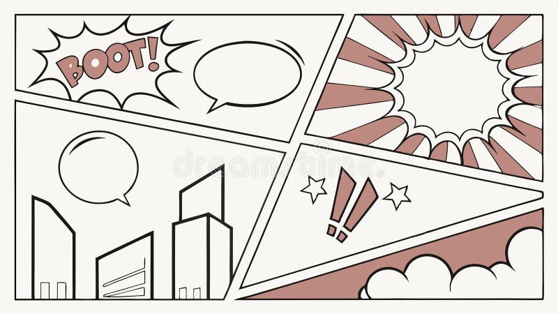 Dynamic Comic Book Strip Template with Speech Bubbles for Storytelling ...