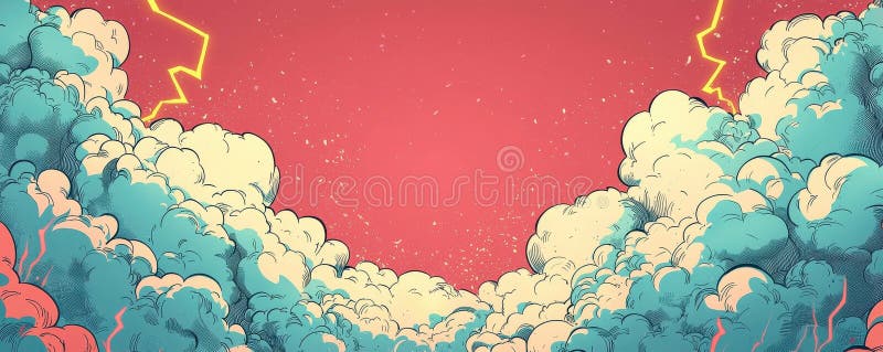 Dynamic Comic Book Style Background with Red Sky and Clouds Stock Image ...