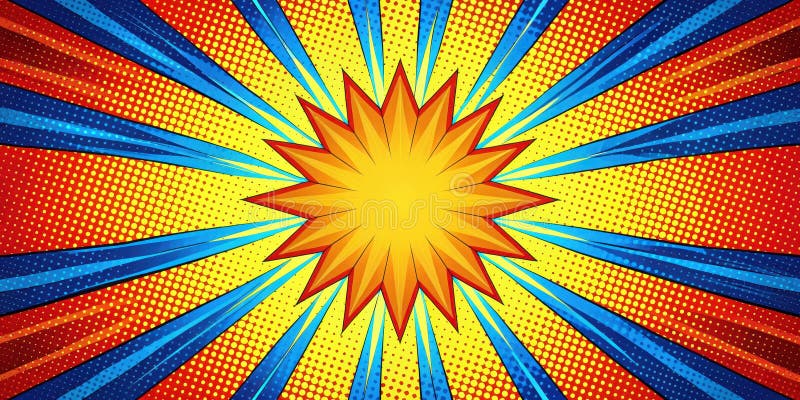 Dynamic Comic Book Style Burst Background Featuring a Central Star ...