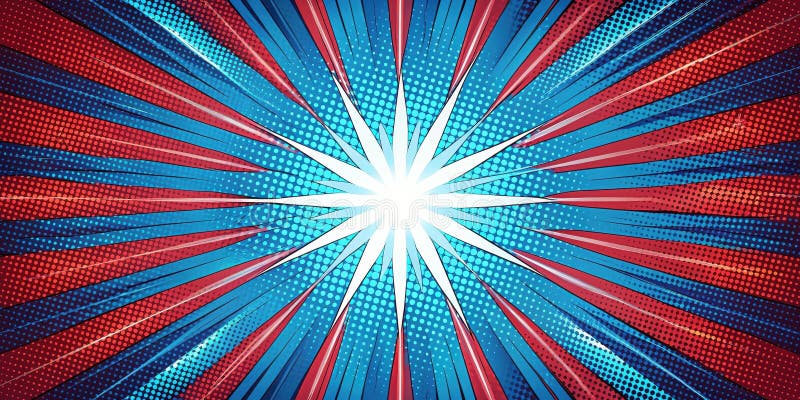 Dynamic Comic Book Style Burst Background with Red and Blue Radiating ...