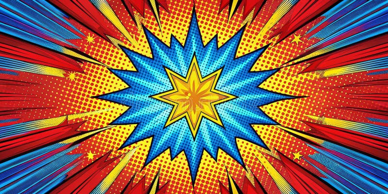 Dynamic Comic Book Style Burst Design Featuring Vibrant Colors and Star ...