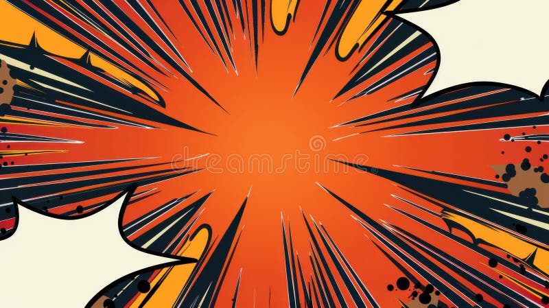 Dynamic Comic Book-Style Burst with Intense Orange Center and Sharp ...