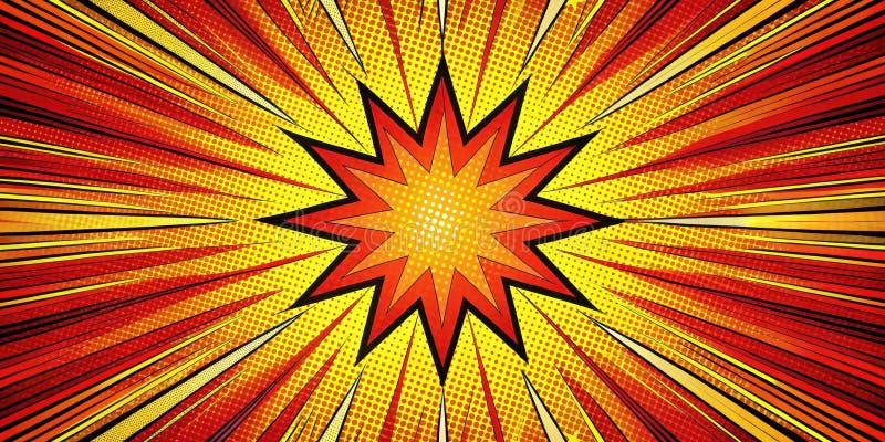 Dynamic Comic Book Style Burst with Star Shape and Radial Lines ...