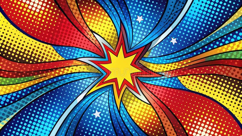 Dynamic Comic Book Style Burst with Vibrant Colors and Halftone Dots ...