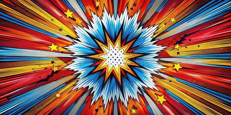 Dynamic Comic Book Style Burst with Vibrant Colors and Starry Effects ...