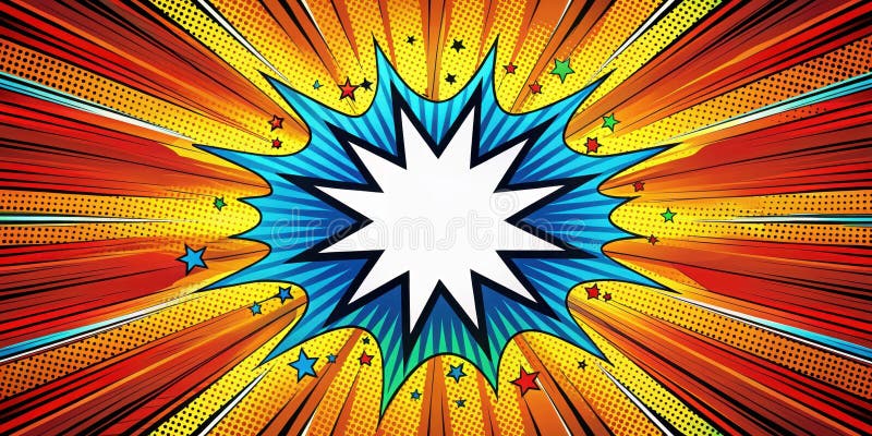 Dynamic Comic Book Style Explosion with Blank Center for Text or Image ...