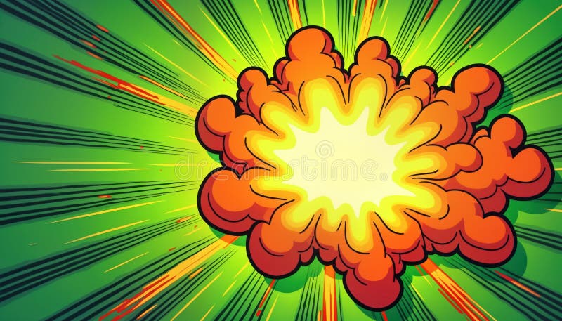 Dynamic Comic Book Style Explosion Graphic Design Element. Vibrant Lime ...