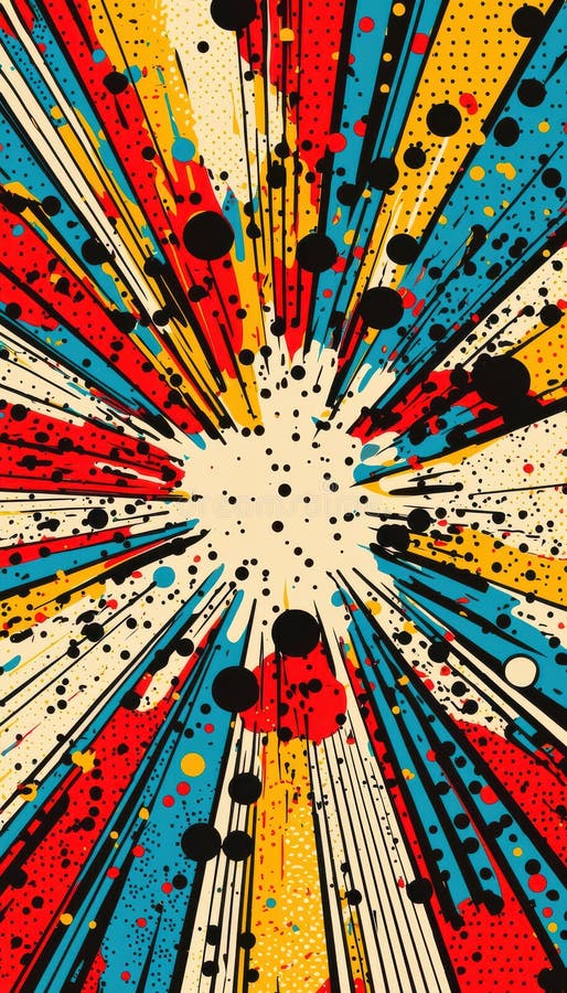 Dynamic Comic Book-style Explosion Pattern with Vibrant Colors and ...