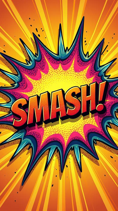 Dynamic Comic Book Style Explosion with Smash Text Effect Stock ...