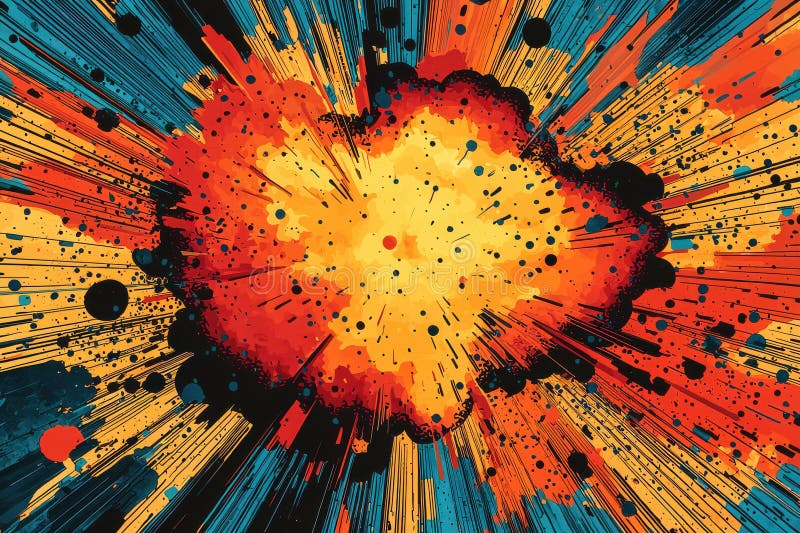 Dynamic Comic Book Style Explosion with a Vibrant Burst of Colors ...