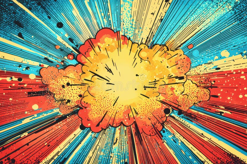 Dynamic Comic Book Style Explosion with a Vibrant Burst of Colors ...